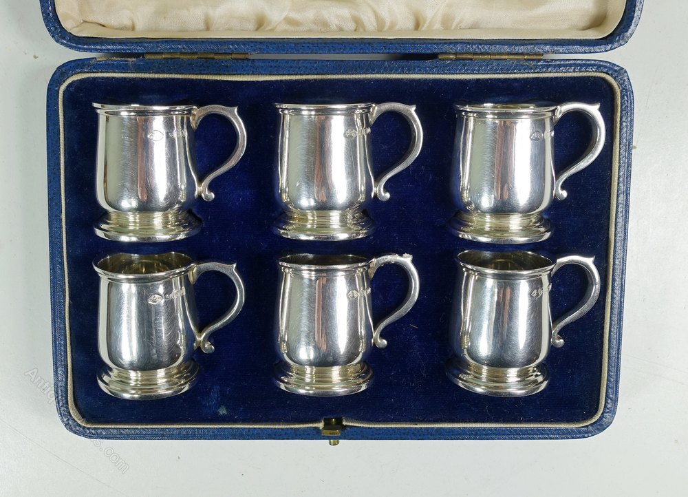 Antiques Atlas - Boxed Set Of Silver Stirrup Mugs