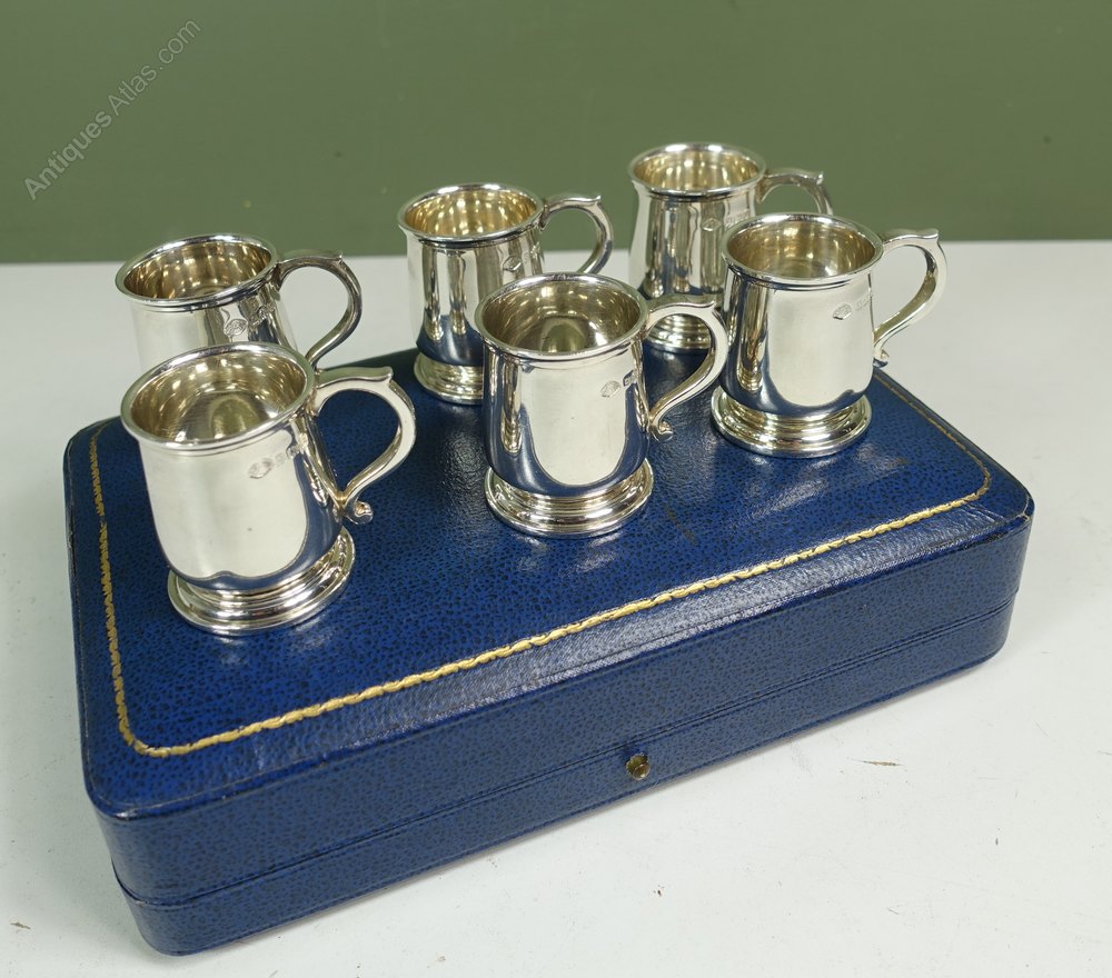 Antiques Atlas - Boxed Set Of Silver Stirrup Mugs