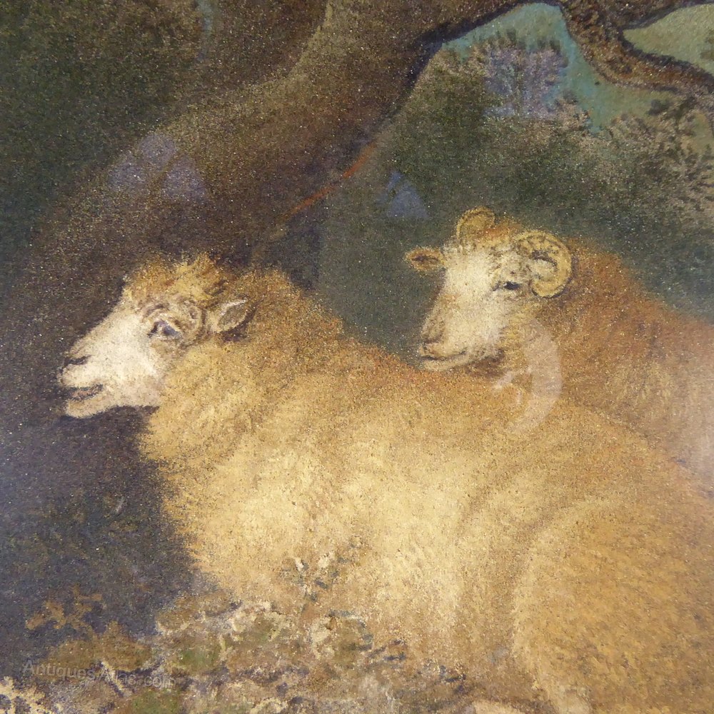 Antiques Atlas - Early 19th C Sand Picture Of A Ram & Ewe
