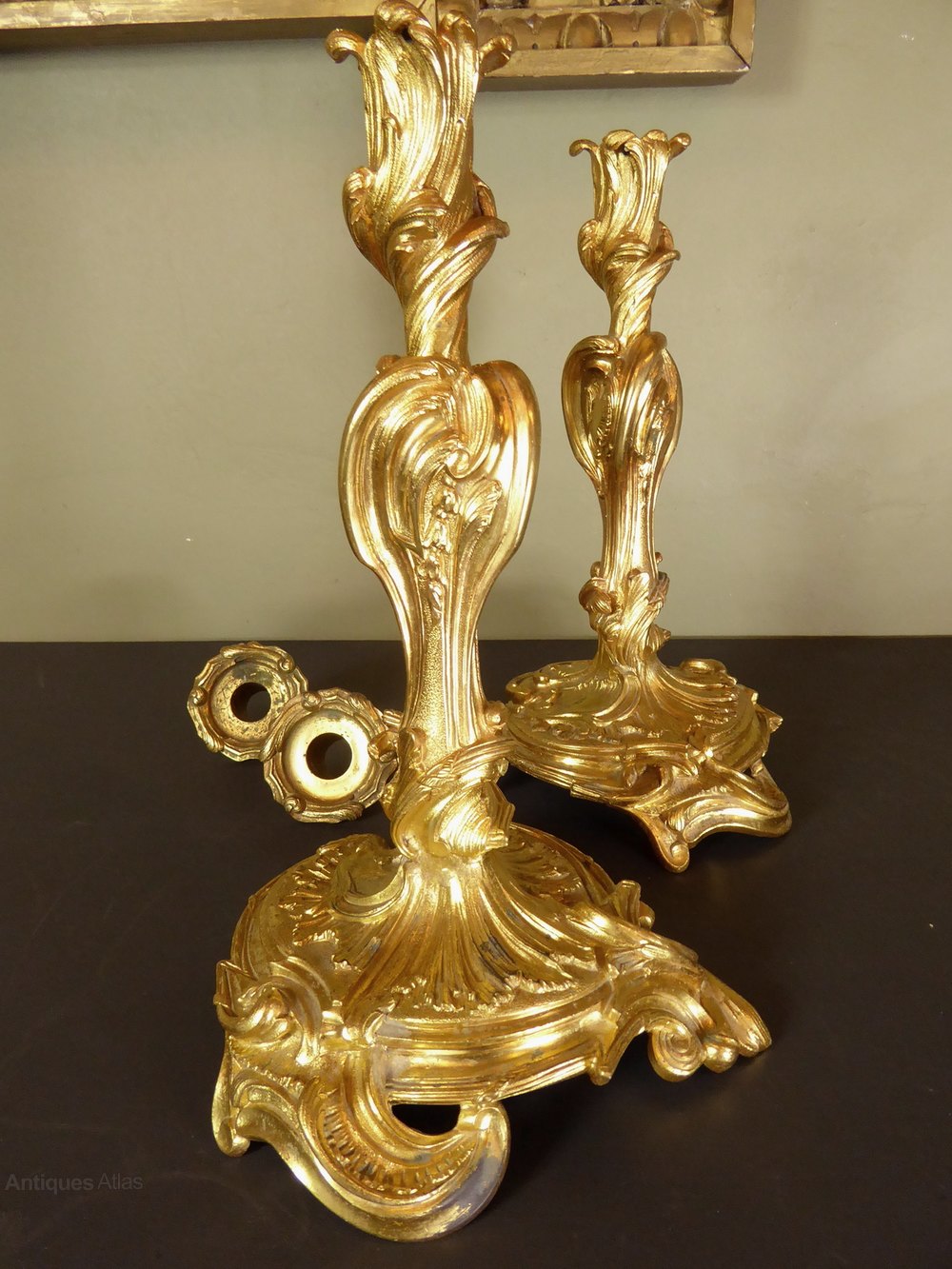 Antiques Atlas - Large Pair Of 18th C Ormolu Candlesticks