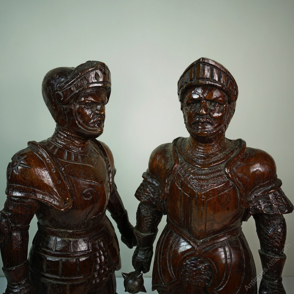 Antiques Atlas - Pair Of 19th C Carved Oak Knights