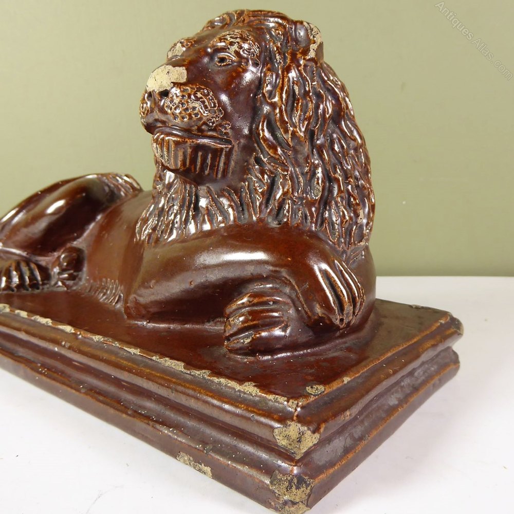 Antiques Atlas - Pair Of Salt Glazed Lions