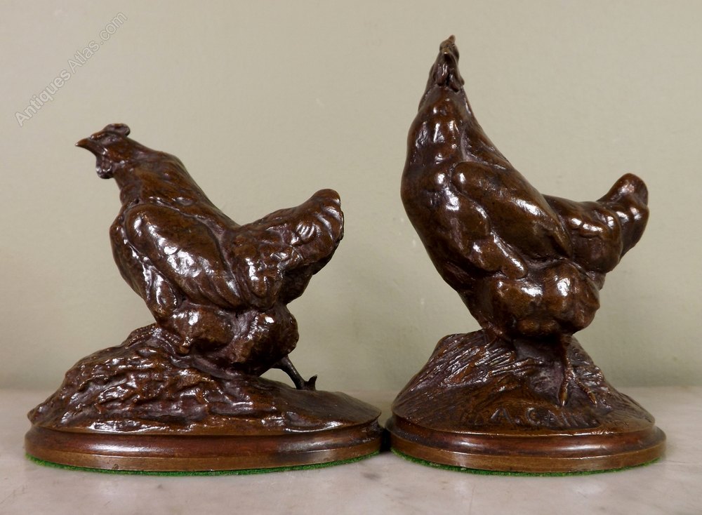 Antiques Atlas - Pair Of Bronze Chickens
