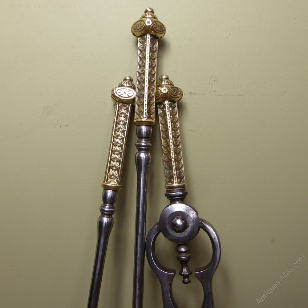 Antiques Atlas - Set Of Early 19th C Brass & Steel Fire Tools