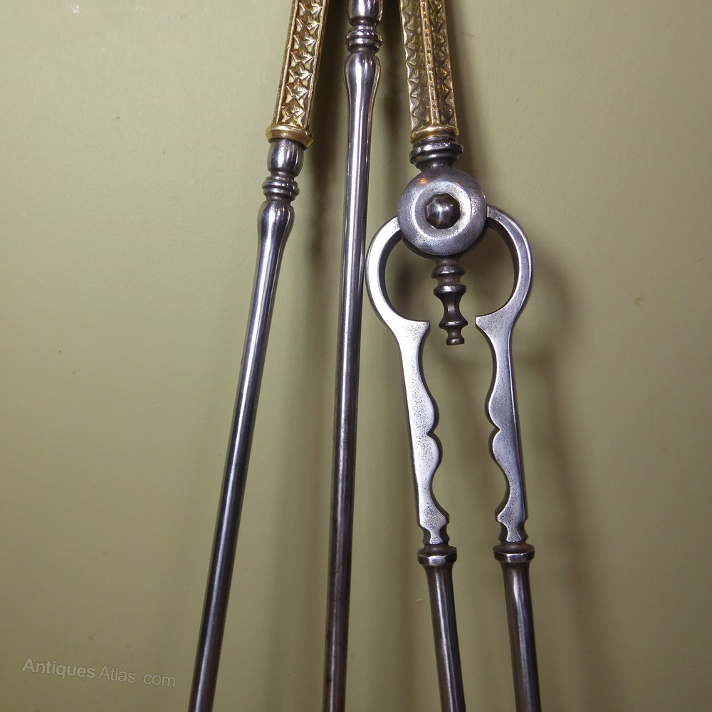 Antiques Atlas - Set Of Early 19th C Brass & Steel Fire Tools
