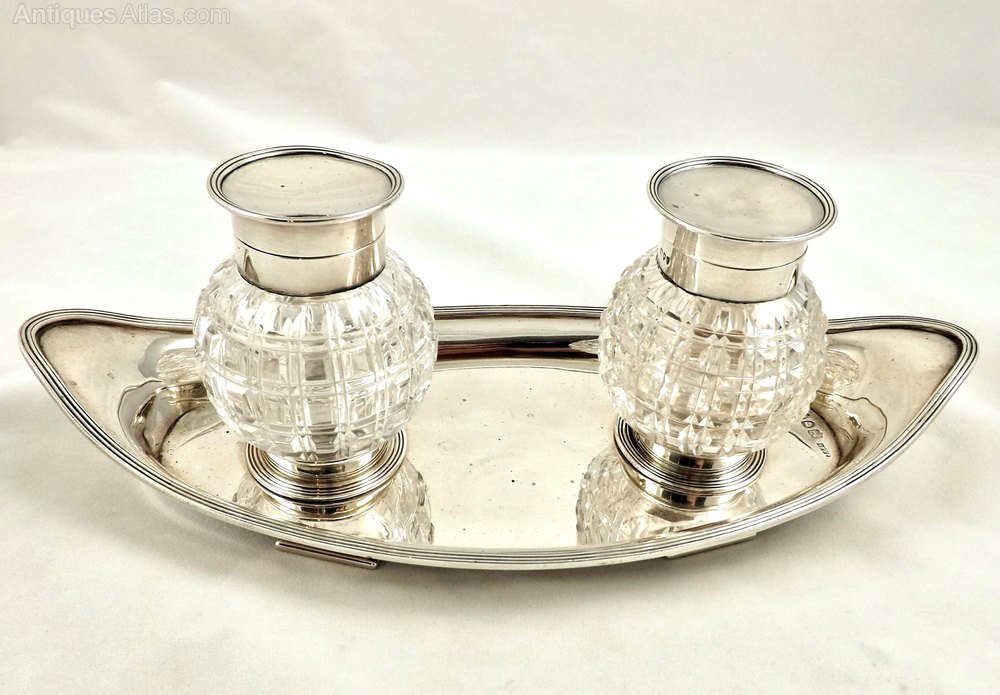 Antiques Atlas - Silver Desk Set / Ink Wells