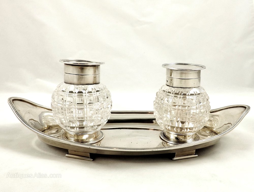 Antiques Atlas - Silver Desk Set / Ink Wells