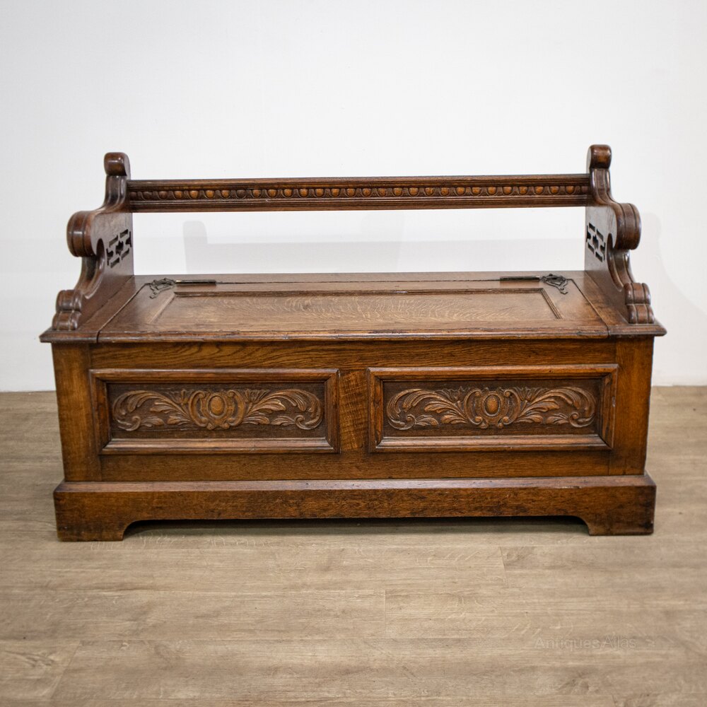 19th Century Oak Hall Bench Settle as343a4777 / S4DZST3424 - Antiques Atlas