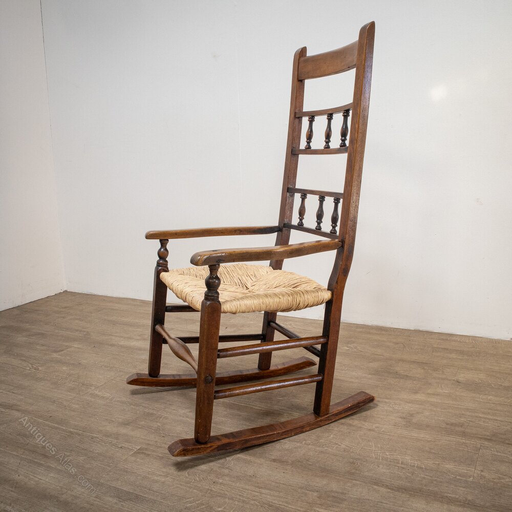 19th Century Rocking Chair With Rush Seat - Antiques Atlas