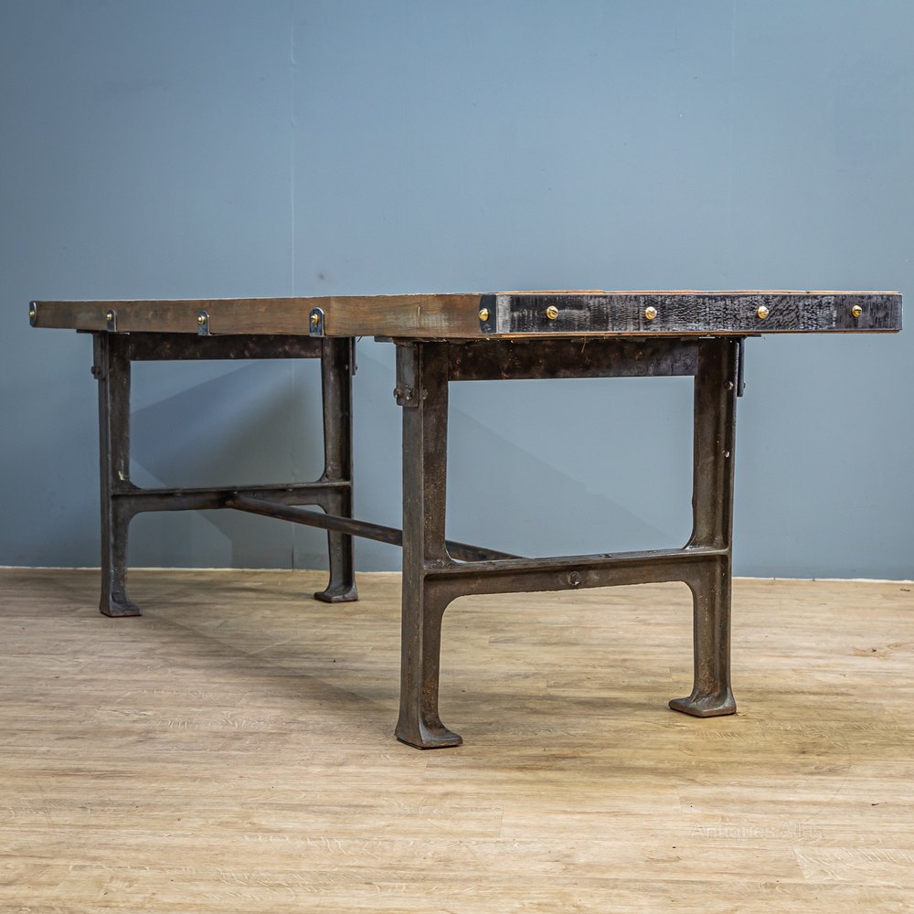 Bespoke Industrial Cast Iron Table - Antiques Atlas