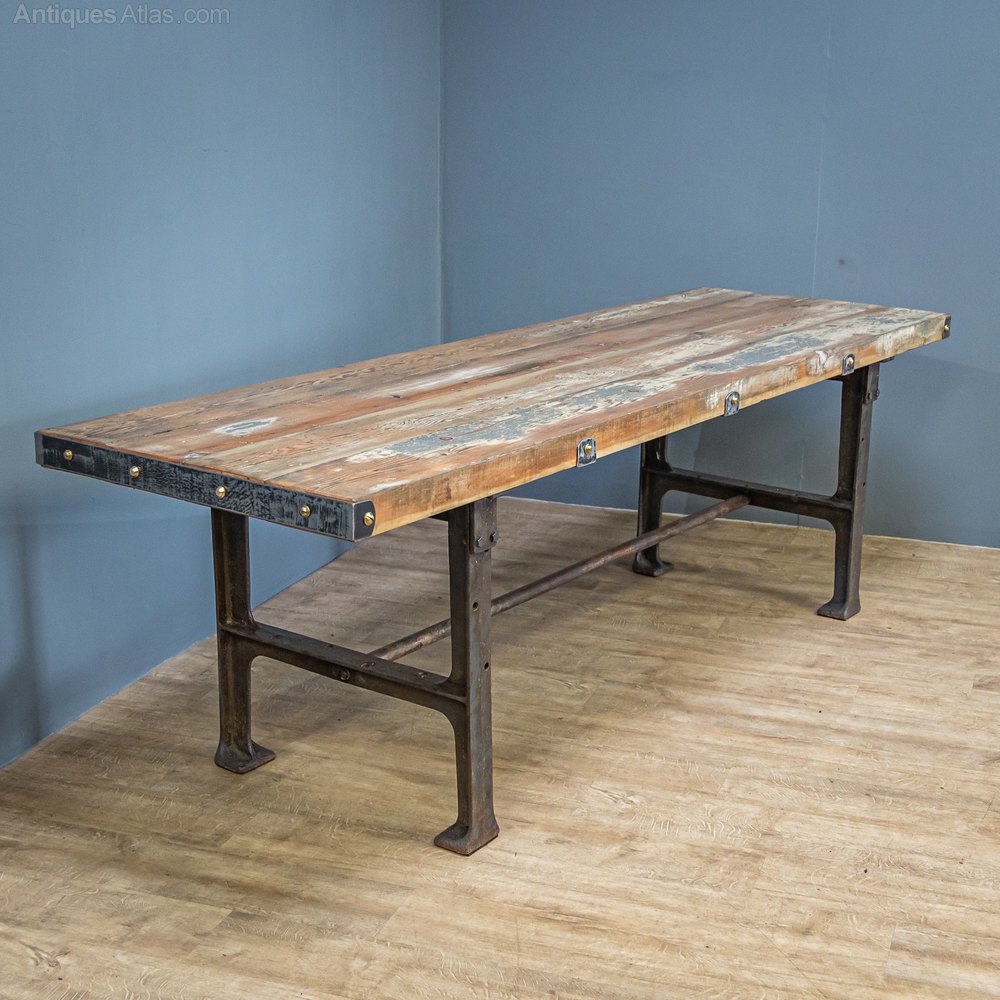 Bespoke Industrial Cast Iron Table - Antiques Atlas