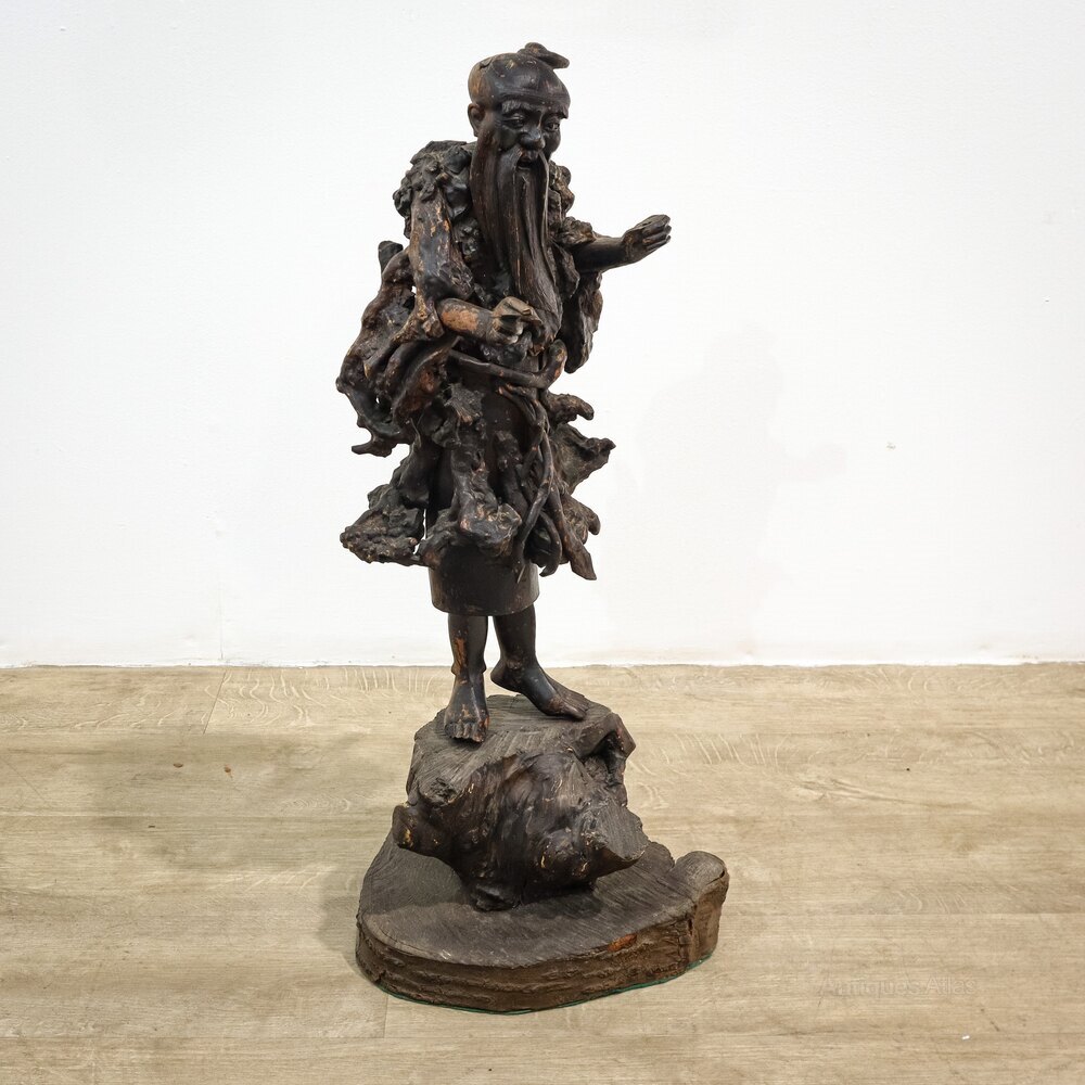Antiques Atlas - Chinese Root Carving Of Old Man On Heavy Base ...