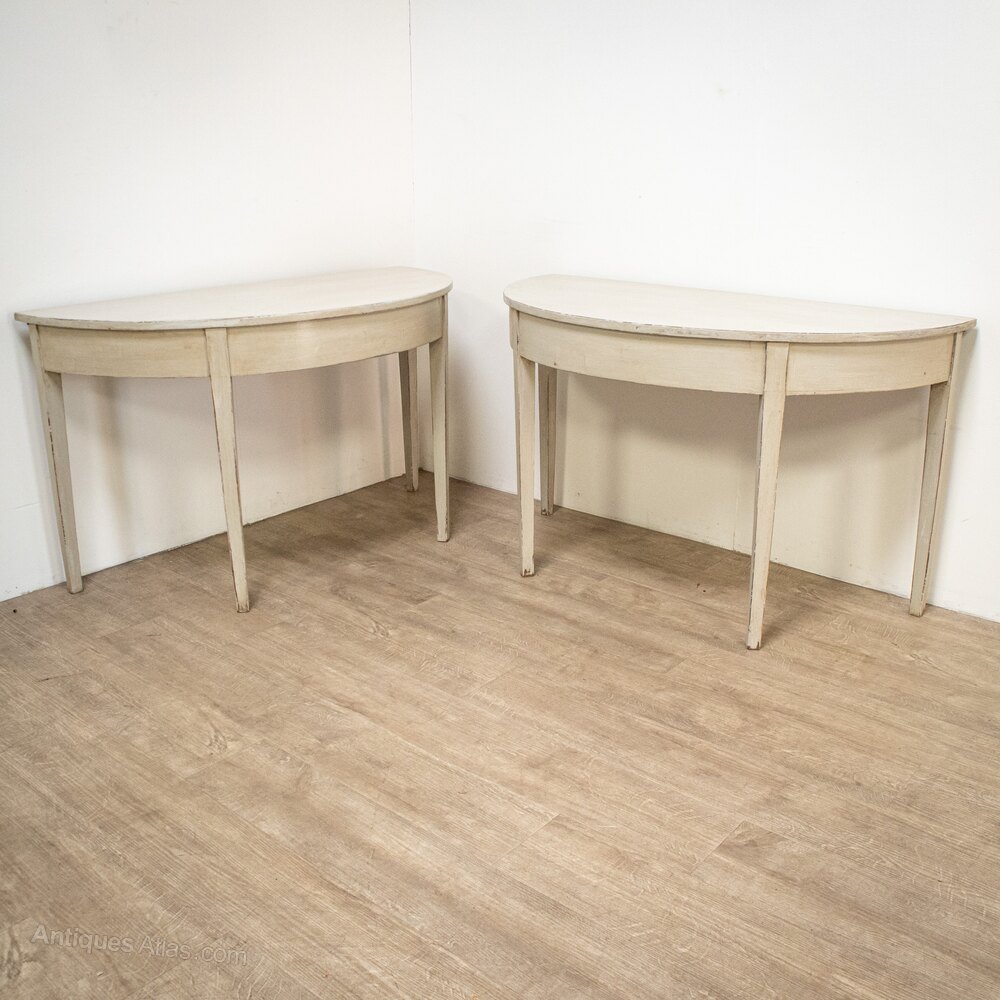 Grey Painted Demi Lune Tables - Antiques Atlas