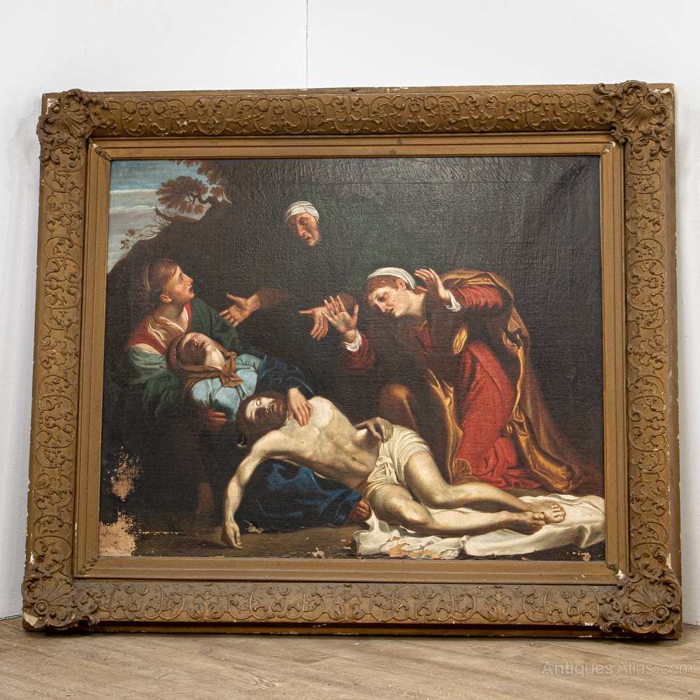 Antiques Atlas - Large Oleograph Of ‘The Dead Christ Mourned’