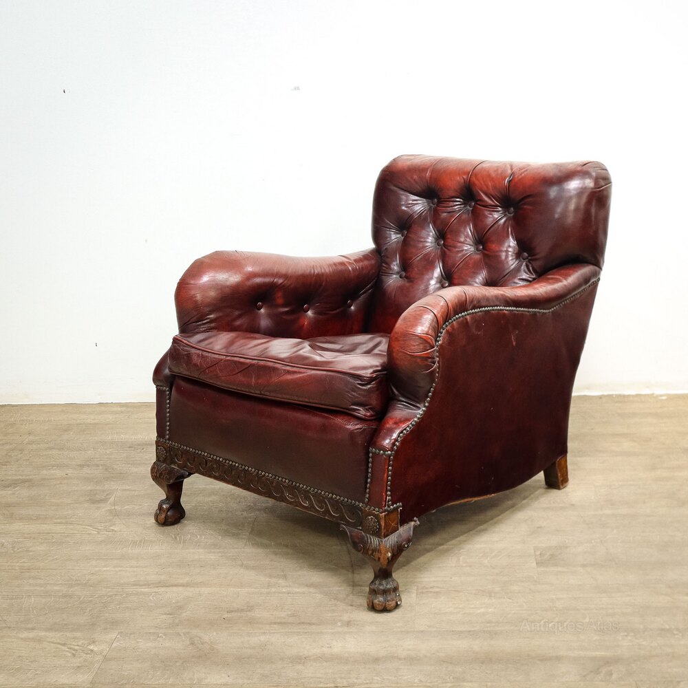 Leather Button Back Club Chair as343a5045 / S4DZST3817 - Antiques Atlas