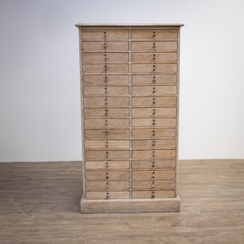 Limed Oak Bank Of Drawers For Storage - Antiques Atlas