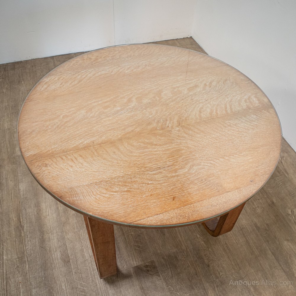 Modernist Limed Oak Circular Table In Heals Style - Antiques Atlas