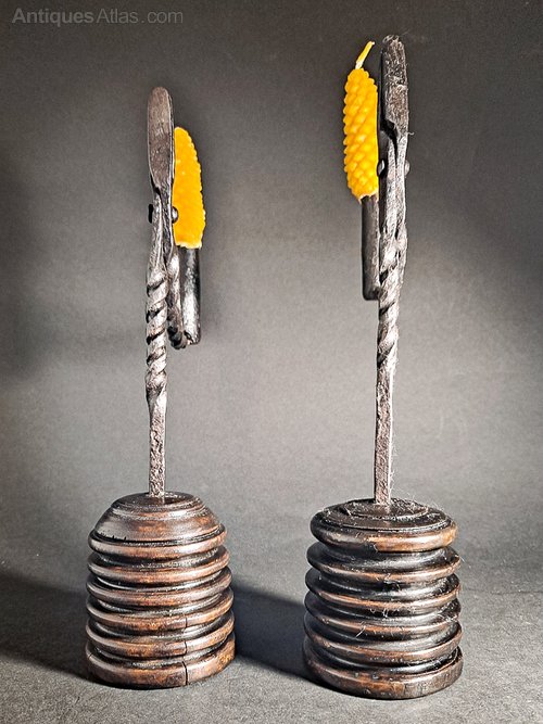 Antiques Atlas - Pair Of 19th Century Iron Rushlights
