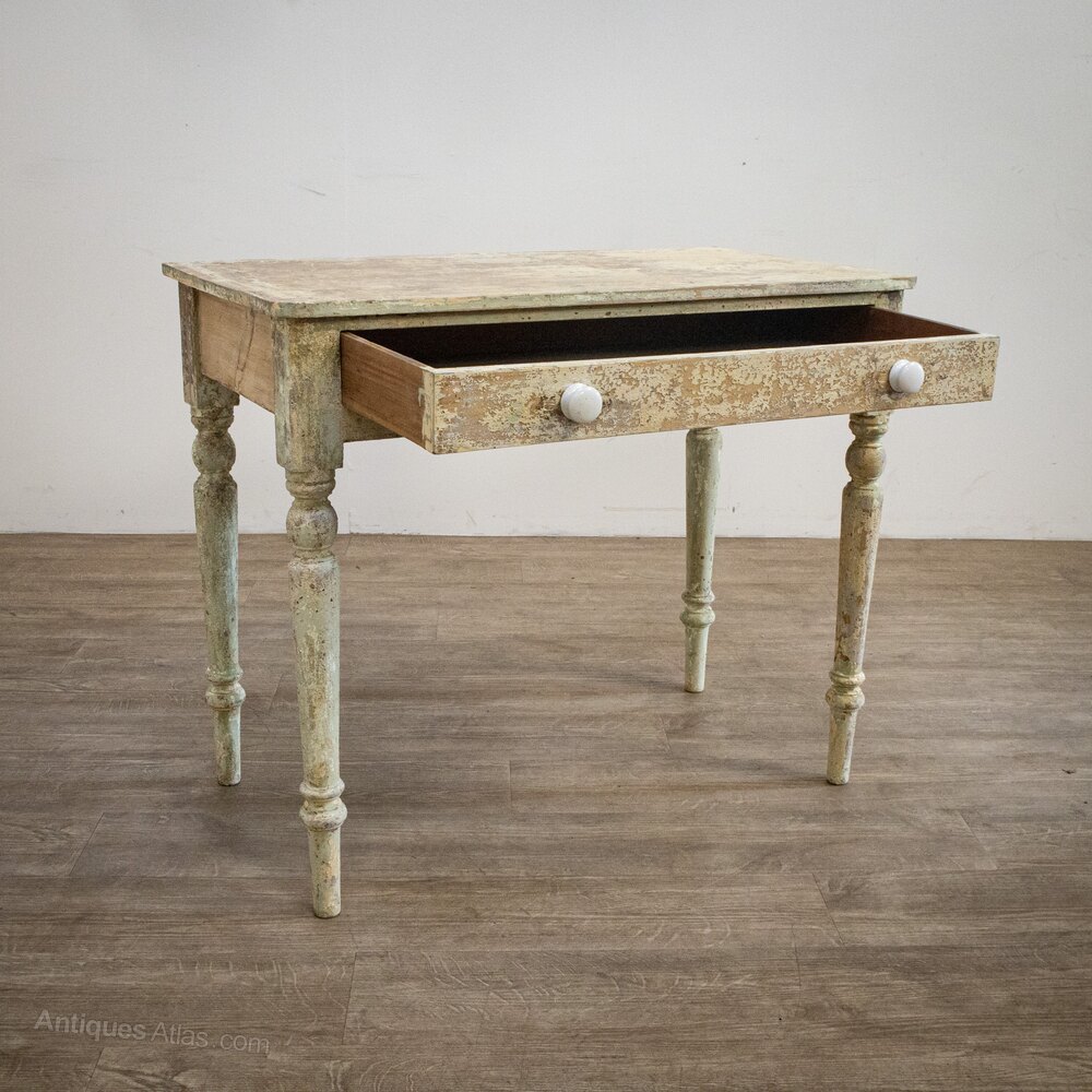 Victorian Painted Small Single Drawer Table - Antiques Atlas