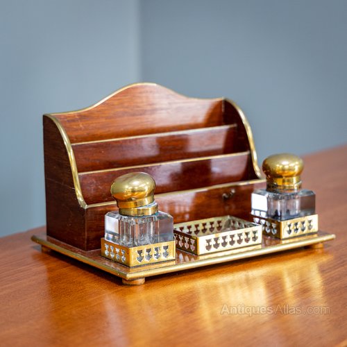Antiques Atlas - Wood & Brass Desk Tidy