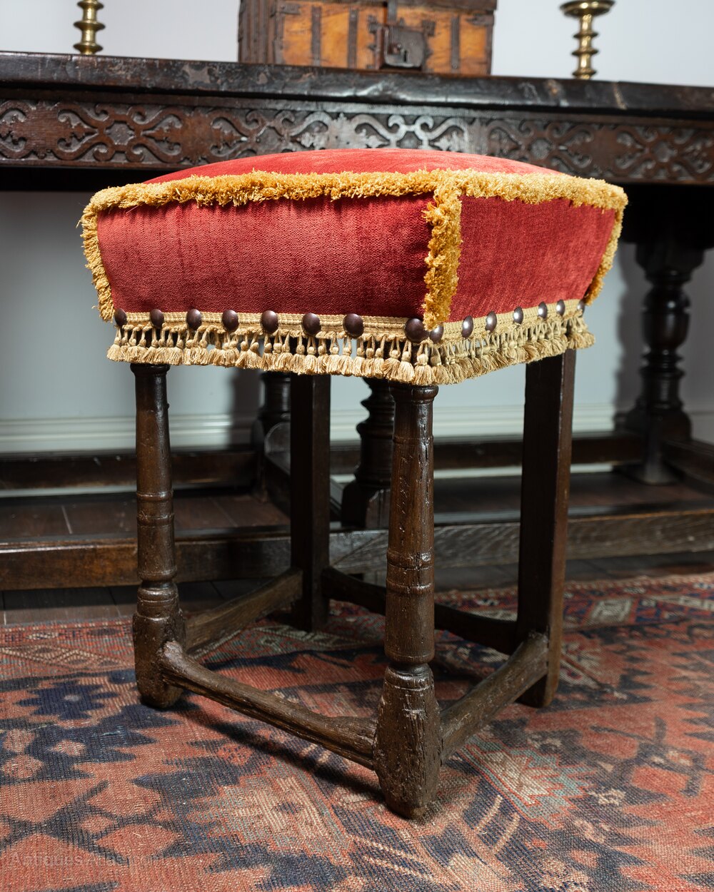 James I, Upholstered Oak Joint Stool, Circa 1603 as1019a157 - Antiques ...