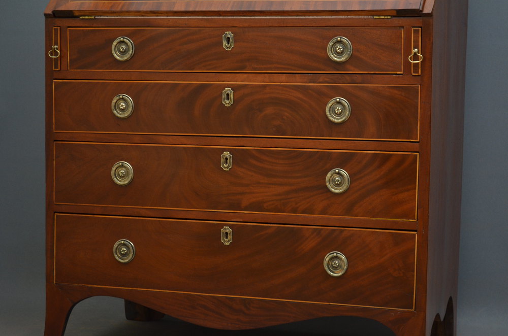 Fine And Narrow Regency Mahogany Bureau as006a3453 / Sn3536 - Antiques ...