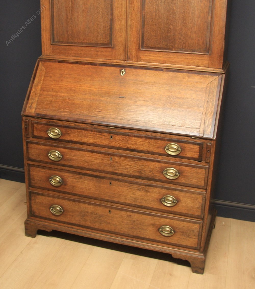 Georgian Oak Bureau Bookcase - Antiques Atlas