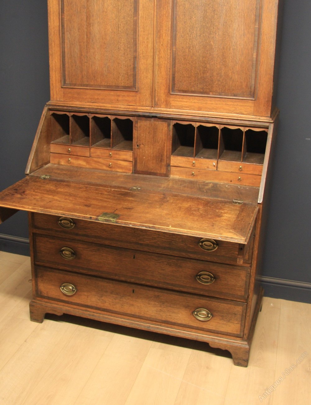Georgian Oak Bureau Bookcase - Antiques Atlas