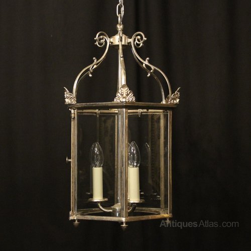 Antiques Atlas - English Silver Plated Triple Light Hall Lantern