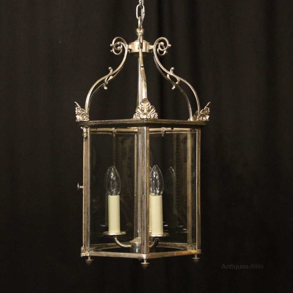Antiques Atlas - English Silver Plated Triple Light Hall Lantern
