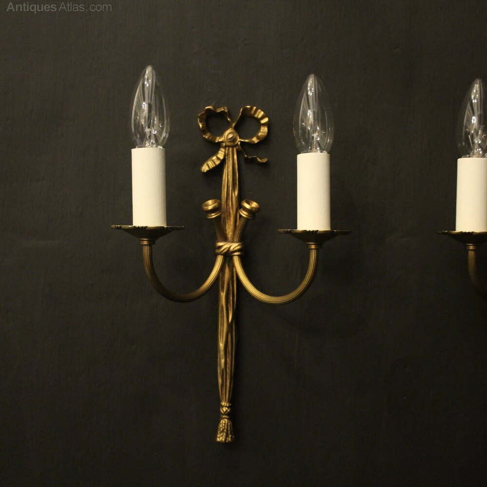 Antiques Atlas - French Pair Of Gilded Brass Ribbon Wall Lights ...