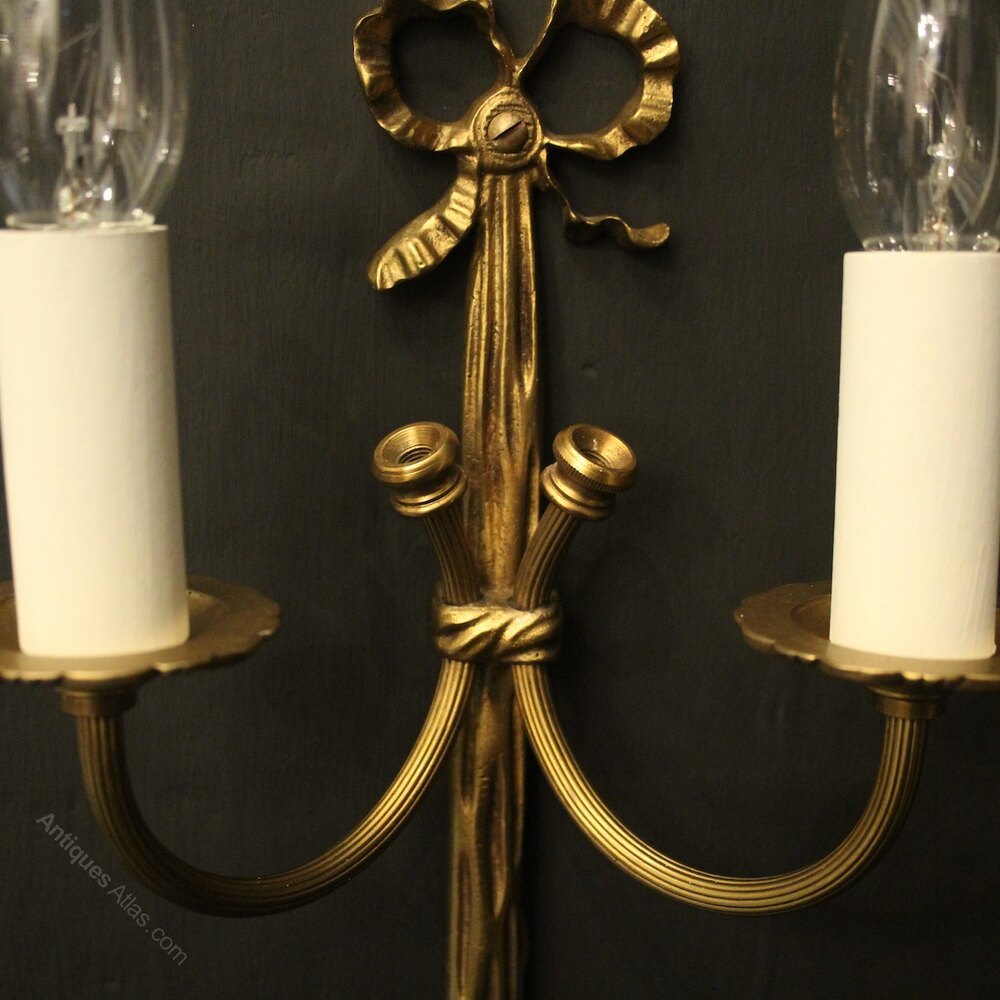 Antiques Atlas - French Pair Of Gilded Brass Ribbon Wall Lights ...