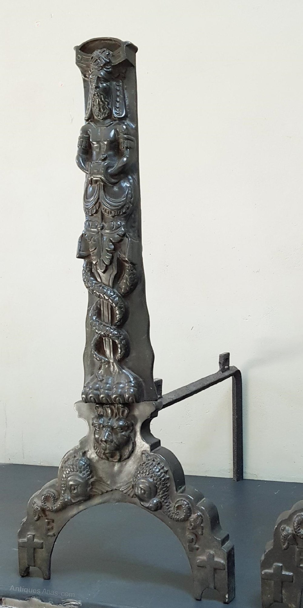 Antiques Atlas - Huge Bronze Baroque Style Fire Dogs C19th