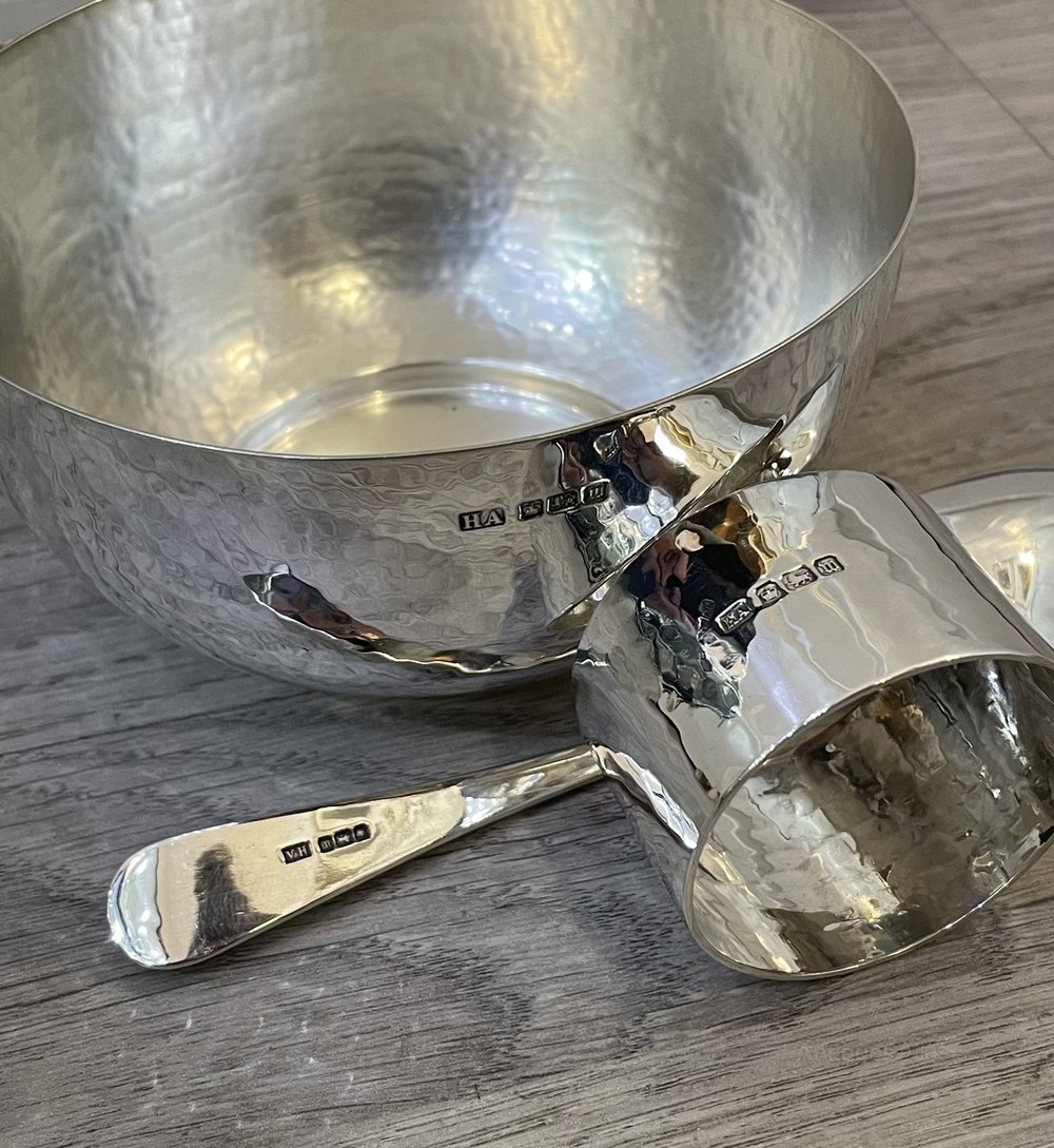 Antiques Atlas - George V Planished Silver Christening Set