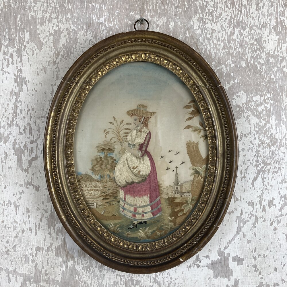 Antiques Atlas - A Pair Of Naïve Regency Silk-work Pictures as1110a078