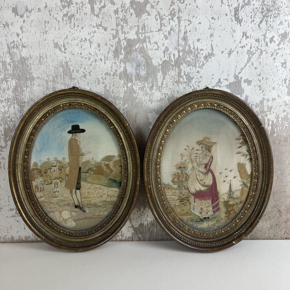 Antiques Atlas - A Pair Of Naïve Regency Silk-work Pictures as1110a078