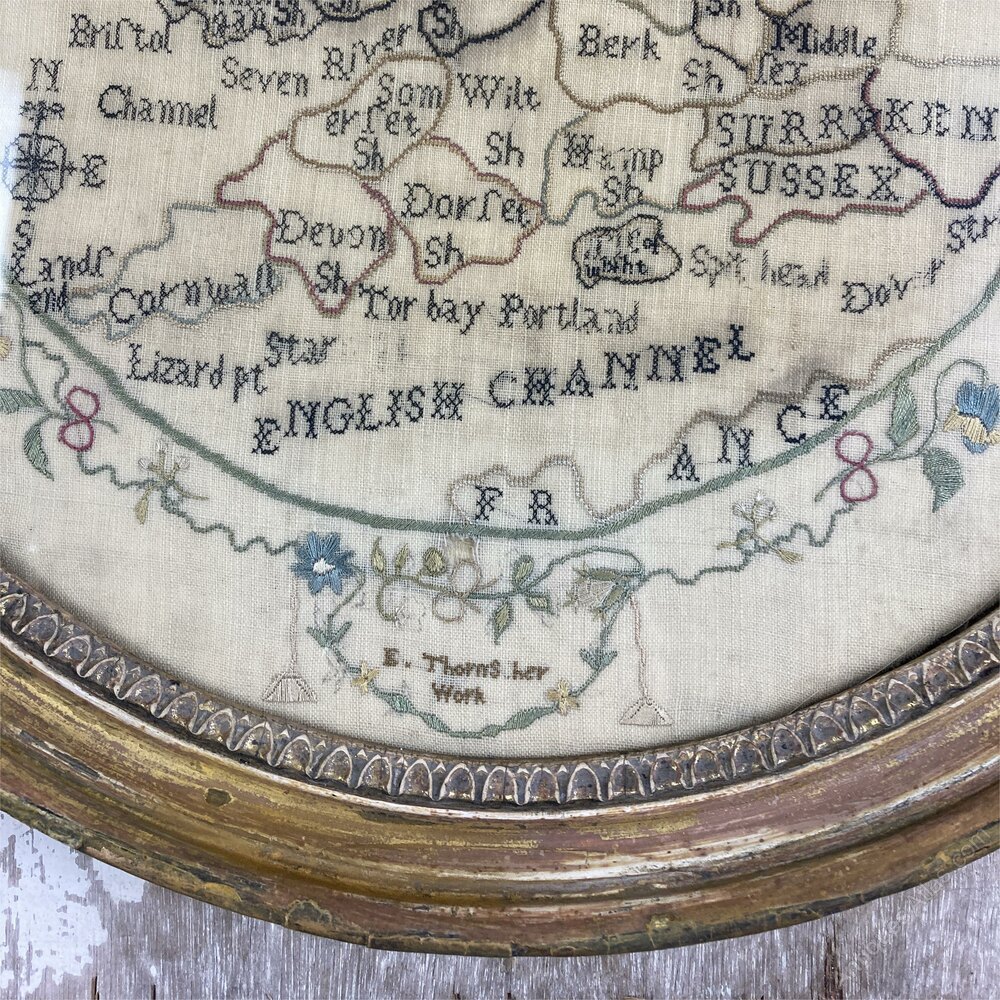 Antiques Atlas - Georgian Map Sampler Stitched By E Thorns. as1110a083