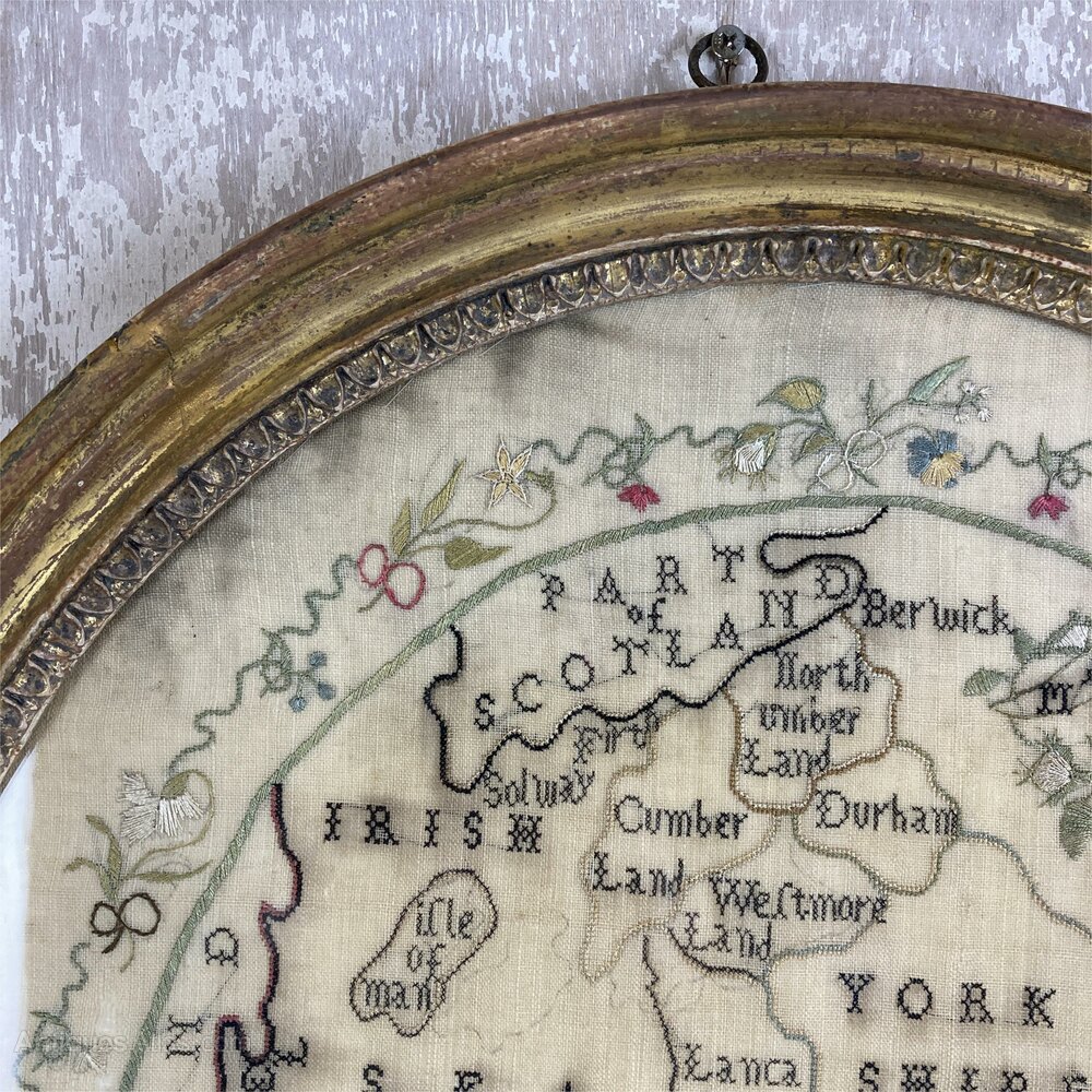 Antiques Atlas - Georgian Map Sampler Stitched By E Thorns. as1110a083