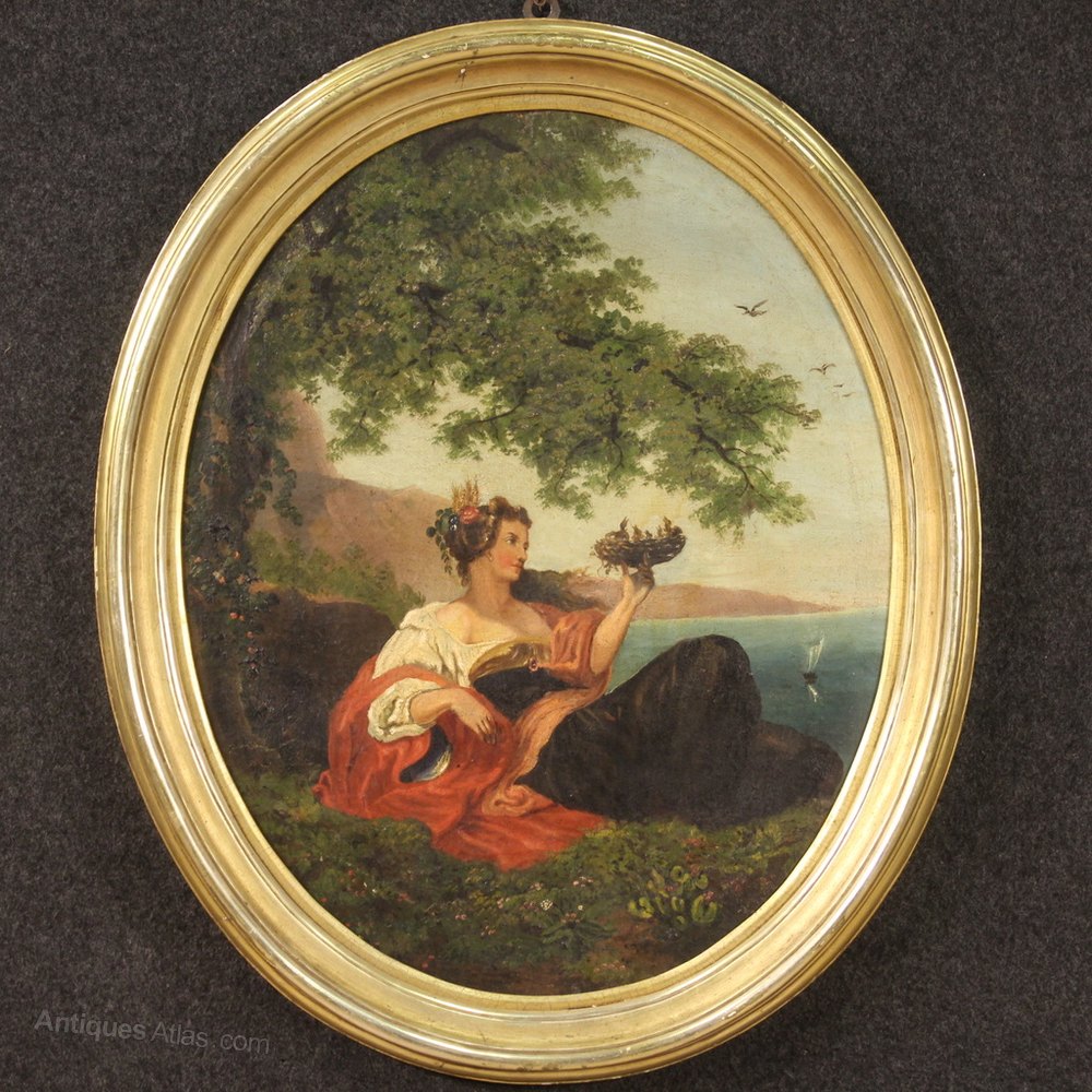Antiques Atlas - 19th Century Oval Painting, Allegory Of Spring