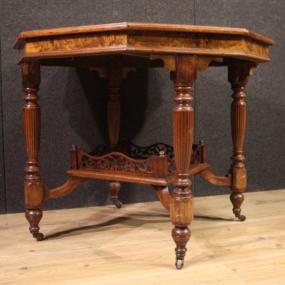 20th Century Octagonal Inlaid Wood Table as754a6177 / 11148 - Antiques ...