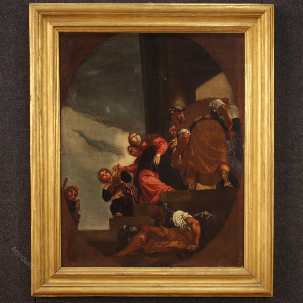 Antiques Atlas - Ancient Venetian Painting Oil On Canvas as754a4726 / 9579