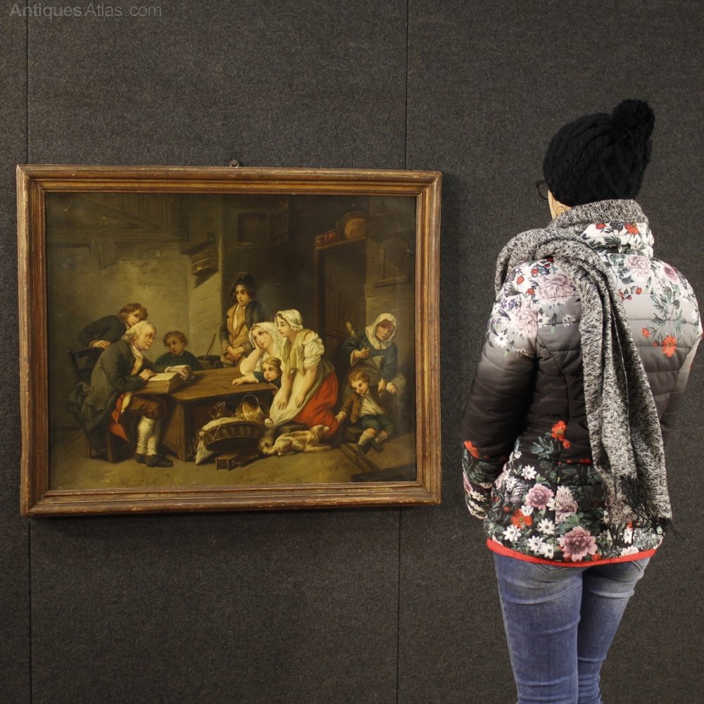 Antiques Atlas - Antique French Interior Scene Painting