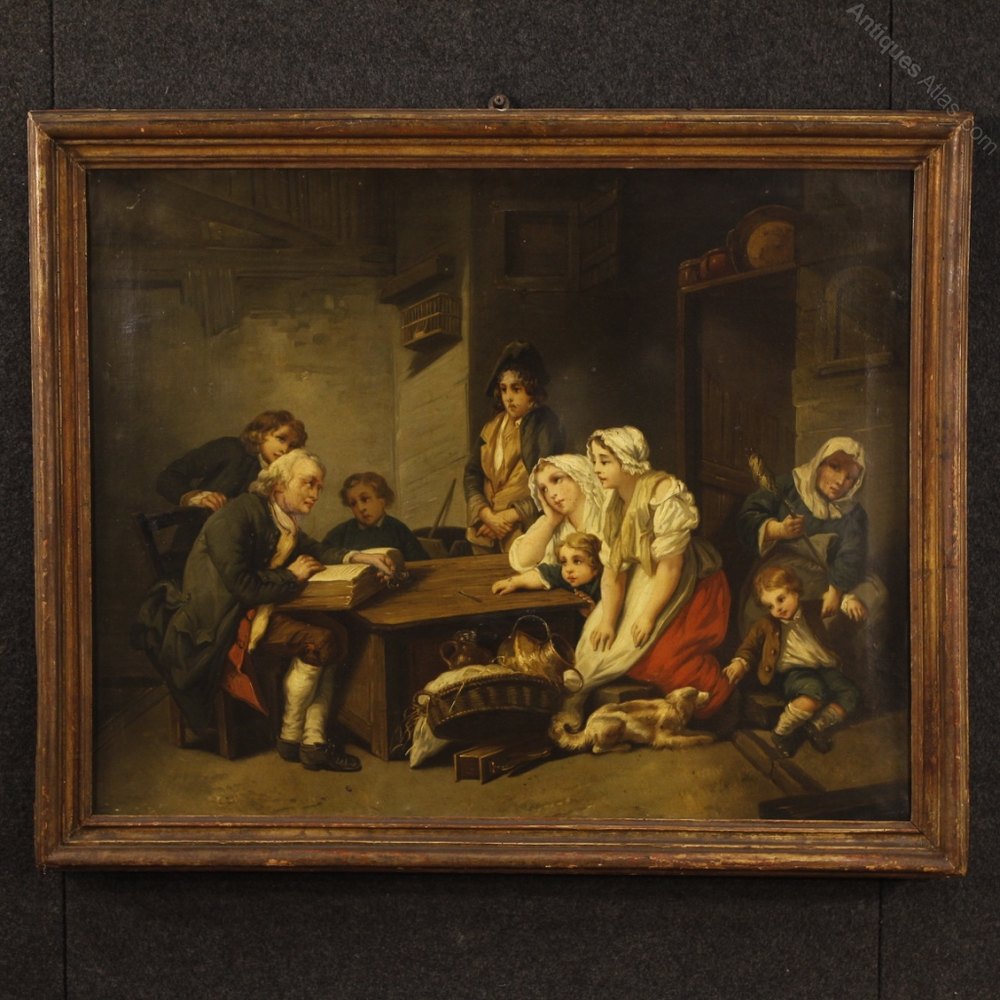 Antiques Atlas - Antique French Interior Scene Painting