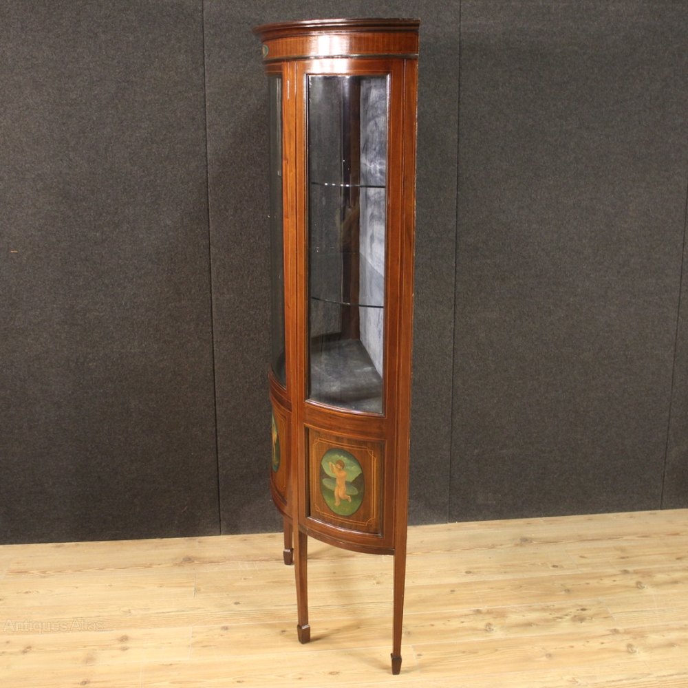 Antiques Atlas - English Half-moon Display Cabinet In Mahogany