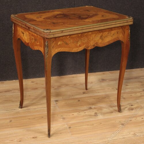 Antiques Atlas - French Game Table In Inlaid Wood From 20th Century