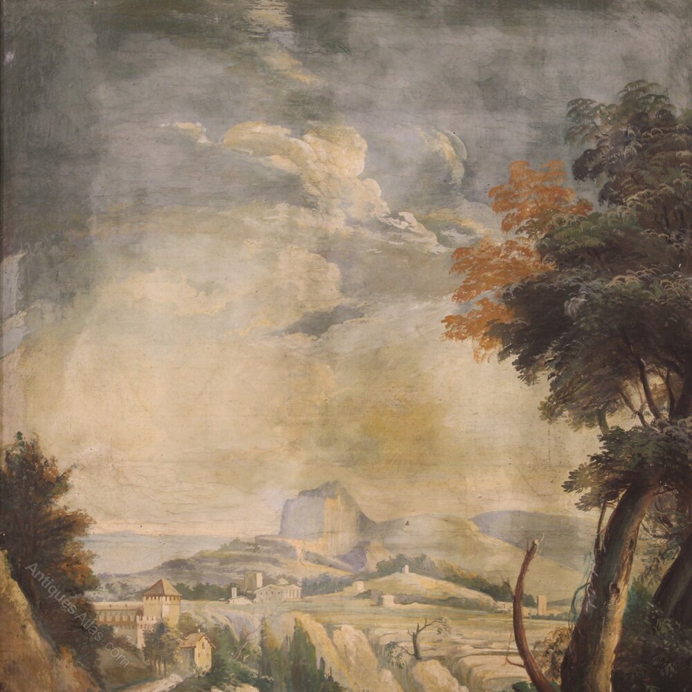 Antiques Atlas - Great Landscape Painting Tempera On Paper as754a5826 ...