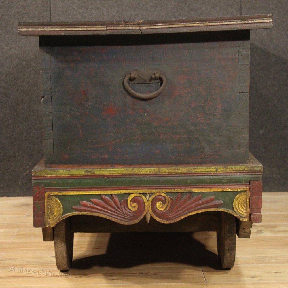 Antiques Atlas - Indian Chest In Painted Wood