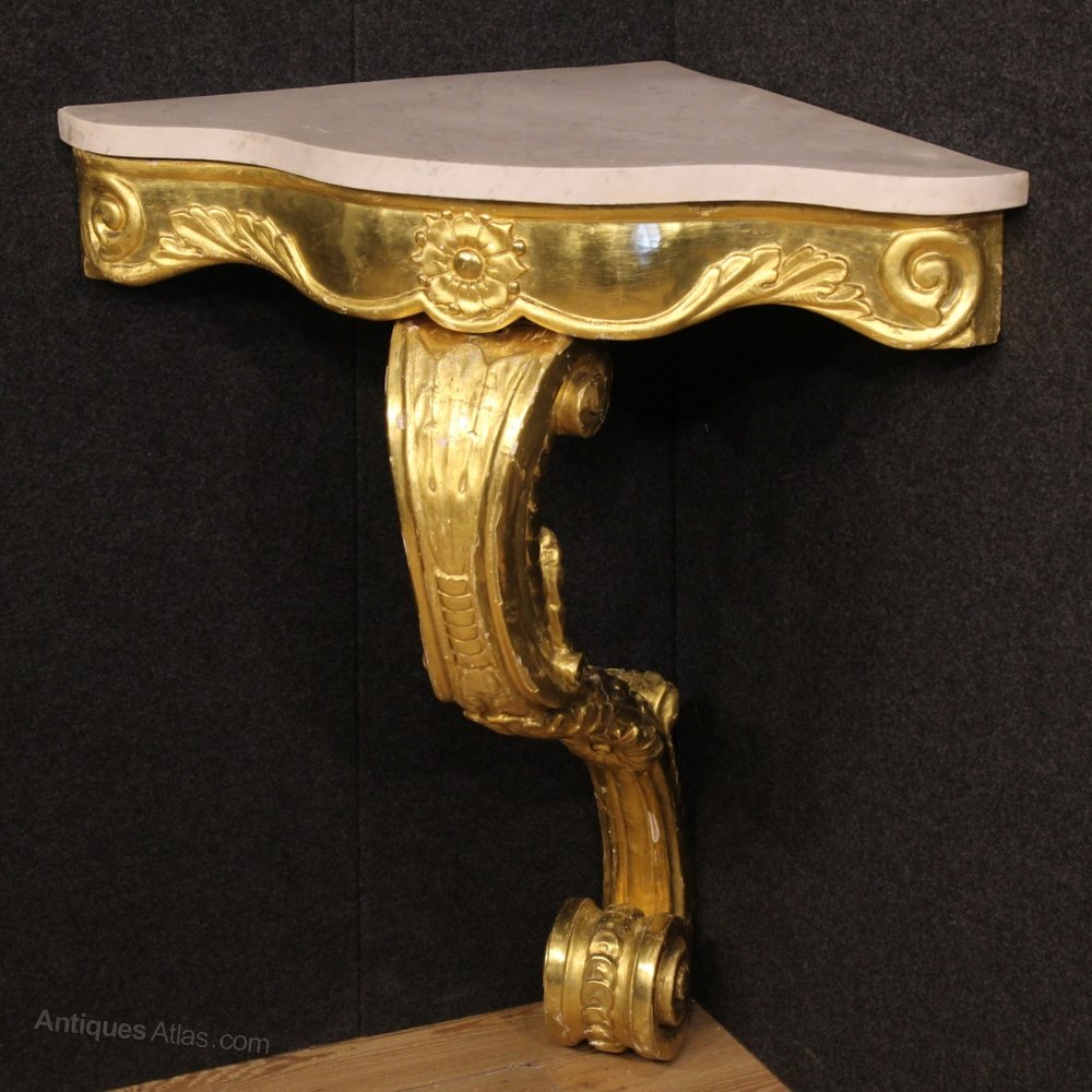 Antiques Atlas - Italian Gilt Console Table With Marble Top
