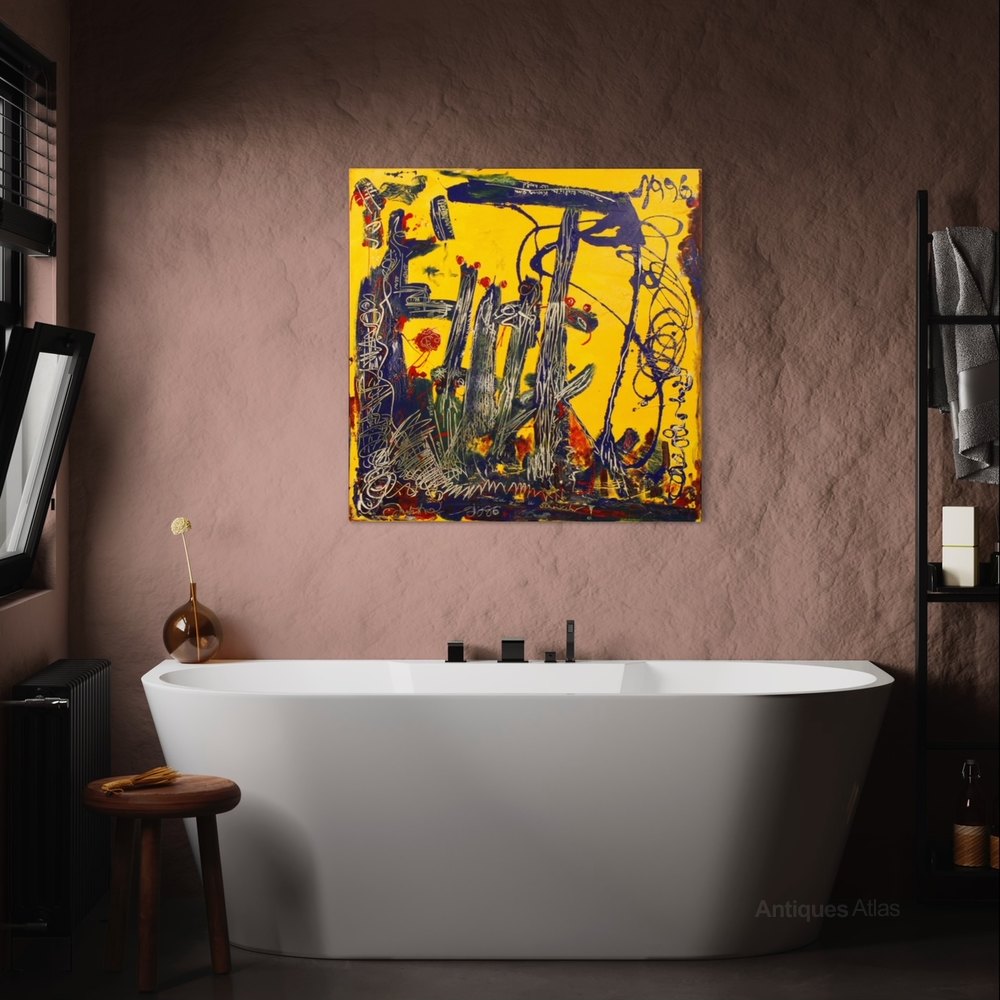 Antiques Atlas - Modern Dutch Abstract Painting Dated 1996