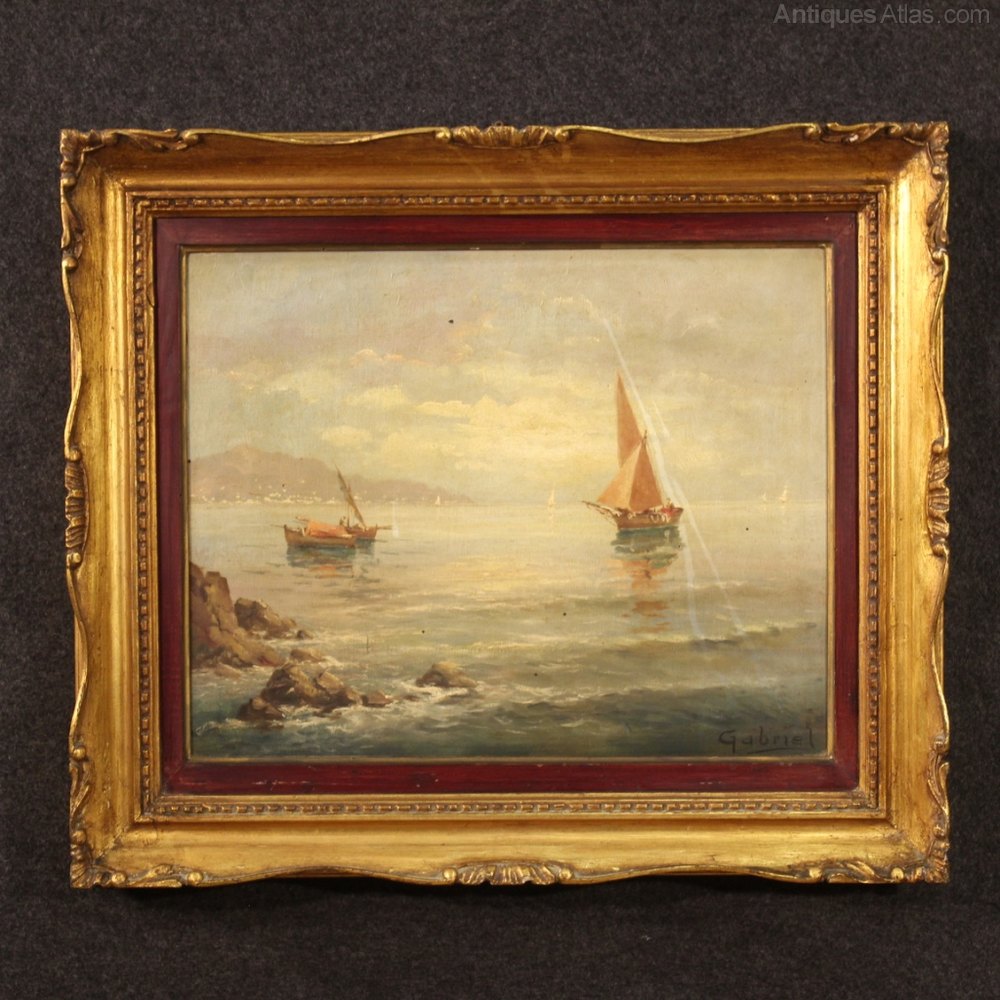 Antiques Atlas - Signed Seascape Painting Oil On Board